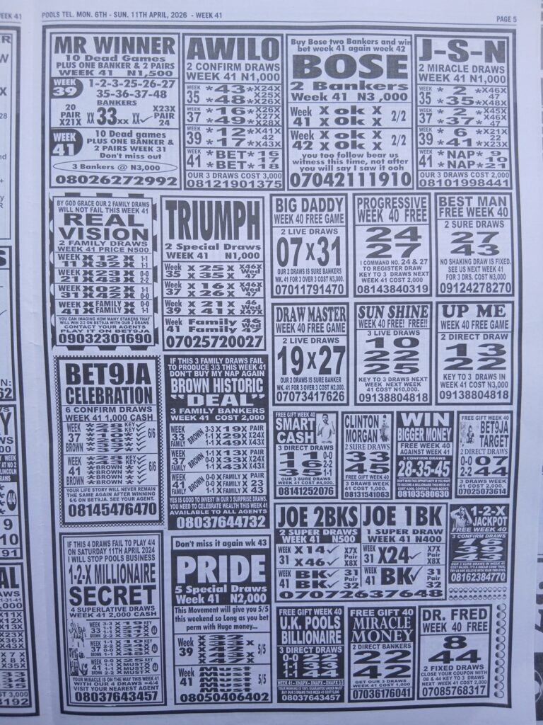 Current Week 41 Pool RSK Papers 2026: Capital Int'l, Soccer 'X ...